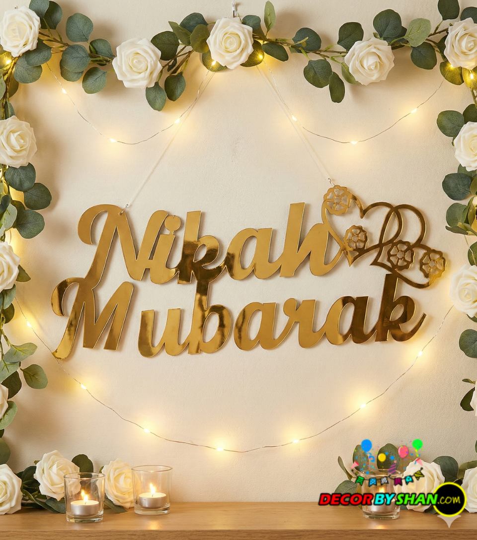 Nikah Mubarak Stage Background Writing – Decor by Shan